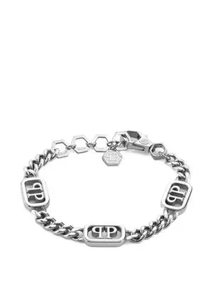 Philipp Plein Lettering Curb-link Bracelet - Silver