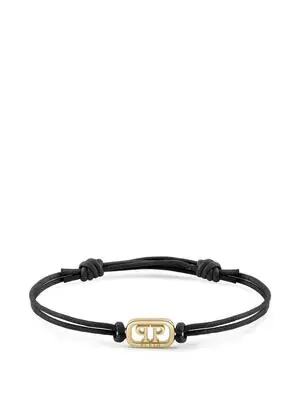 Philipp Plein Logo Plaque Adjustable Cord Bracelet - Gold