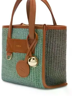 Furla Mini Divide It Woven Tote Bag - Green