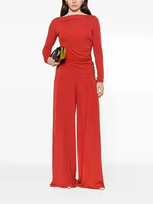 Max Mara Pleated Palazzo Pants - Red