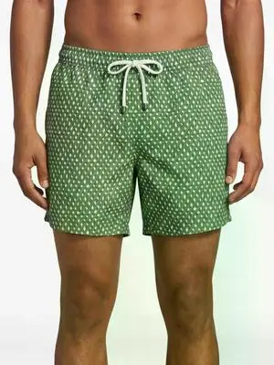 Zegna Geometric-print Swim Shorts - Green