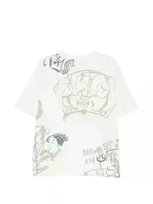 EVISU Graphic-print Logo-patch T-shirt