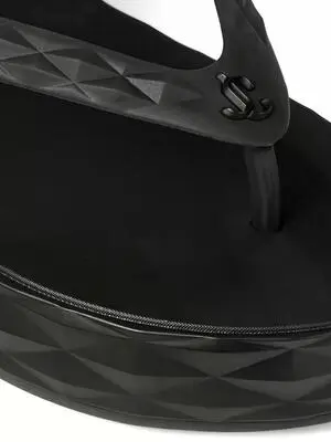 JIMMY CHOO Diamond Motif Platform Flip Flops - Black