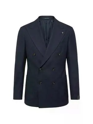 Tagliatore Revival Double-breasted Linen Blazer - Blue