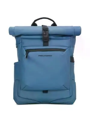 PIQUADRO Roll-top Backpack With Logo Detail - Blue