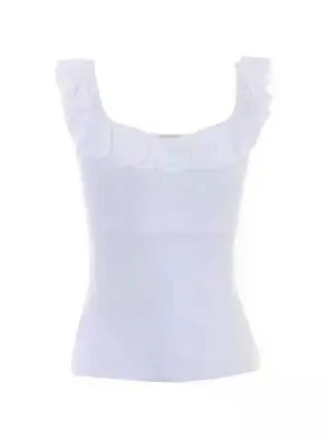 Michael Kors Ruffled Ribbed Tank - White