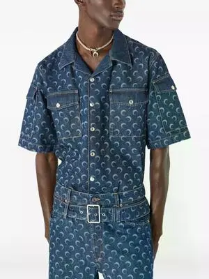 MARINE SERRE Moon-pattern Denim Shirt