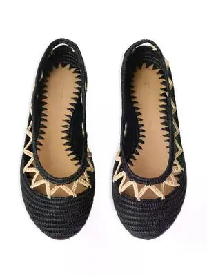ODISSI Zig-zag Raffia Ballet Flats