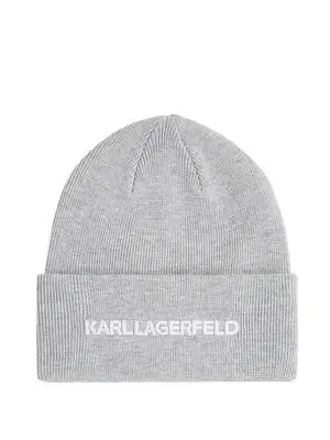 Karl Lagerfeld Logo-embroidered Ribbed Beanie - Grey