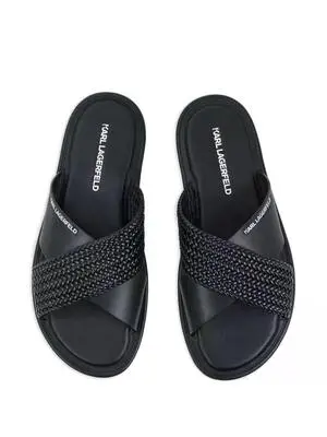 Karl Lagerfeld Woven Crossover Slides
