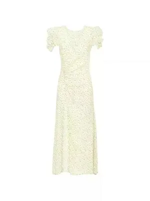 MAR DE MARGARITAS Floral-print Draped Midi Dress - Green