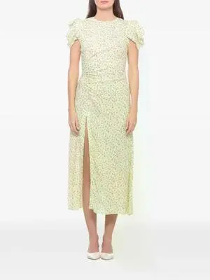 MAR DE MARGARITAS Floral-print Draped Midi Dress - Green