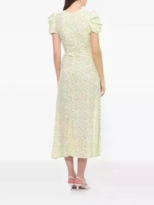 MAR DE MARGARITAS Floral-print Draped Midi Dress - Green