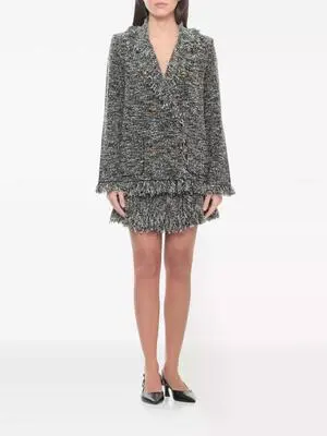 Elisabetta Franchi Frayed Double-breasted Blazer - Black