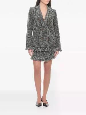 Elisabetta Franchi Frayed Double-breasted Blazer - Black