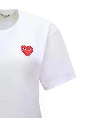 Play Comme Des Garcon Heart-patch Cotton T-shirt - White