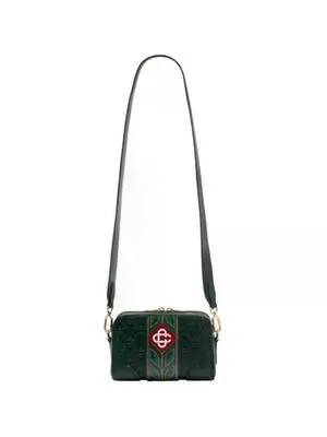 Casablanca Monogram Embossed Leather Shoulder Bag - Green