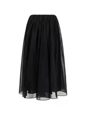 Brunello Cucinelli Organza Midi Skirt - Black