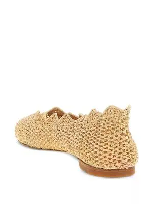 ODISSI Scalloped Woven Ballet Flats - Neutrals