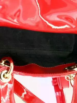 Dior Lady Mini Satchel Cannage Quilt Patent - Red
