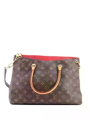 LOUIS VUITTON Pallas Tote Monogram Canvas With Leather Shoulder Bag - Brown