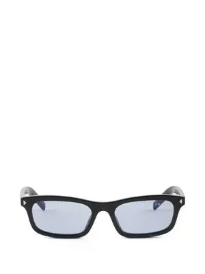 Prada Rectangle Sunglasses With Metal Plaque - Black