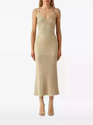 TWINSET Ribbed-knit Metallic Dress