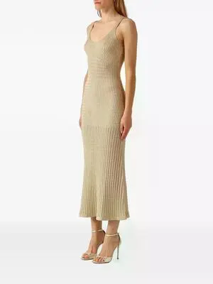 TWINSET Ribbed-knit Metallic Dress