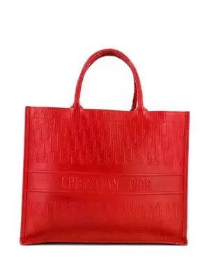 Dior Oblique Embossed Calfskin Large Tote Bag - Red