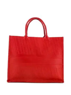 Dior Oblique Embossed Calfskin Large Tote Bag - Red