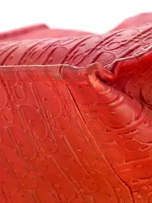 Dior Oblique Embossed Calfskin Large Tote Bag - Red
