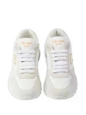 Prada Prax 2.0 Re-nylon And Suede Lace-up Sneakers - White