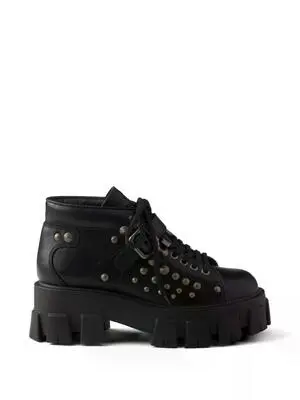 Prada Monolith Studded Leather Booties