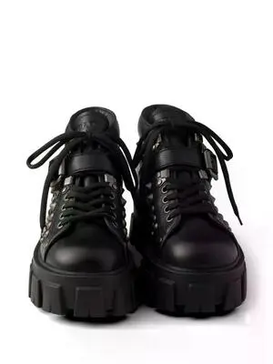 Prada Monolith Studded Leather Booties