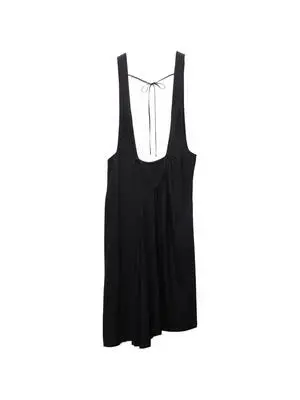 Prada Satin Sablé Midi Dress With Suspenders - Black