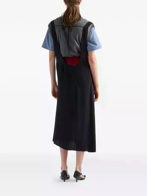 Prada Satin Sablé Midi Dress With Suspenders