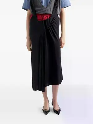 Prada Satin Sablé Midi Dress With Suspenders