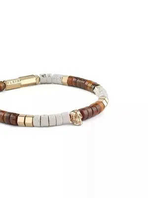 Philipp Plein Beaded Bracelet With Skull Charm - Gold
