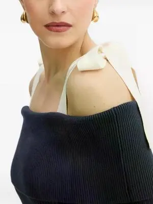 Guess Ribbed Off-the-shoulder Bow Sweater