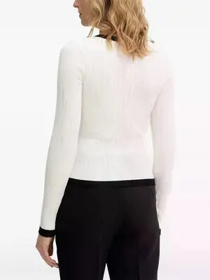 Guess Contrast-trim V-neck Sweater - White