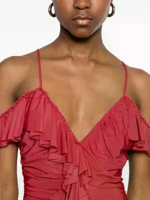 ANIYE BY Ruffled V-neck Mini Dress - Red