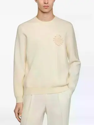 Sandro Crochet Flower Knit Sweatshirt