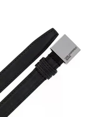 Karl Lagerfeld Logo-engraved Square Buckle Belt - Black