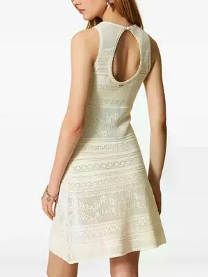 TWINSET Short Floral Knit Dress - Neutrals