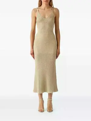 TWINSET Ribbed-knit Metallic Dress - Neutrals