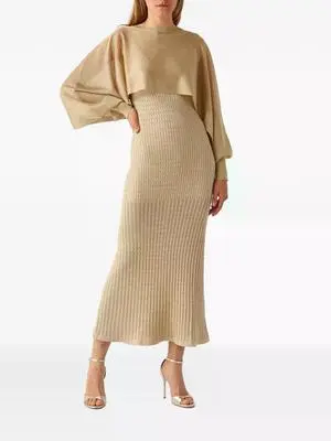 TWINSET Ribbed-knit Metallic Dress - Neutrals