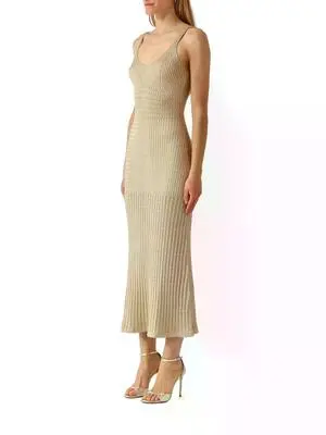 TWINSET Ribbed-knit Metallic Dress - Neutrals