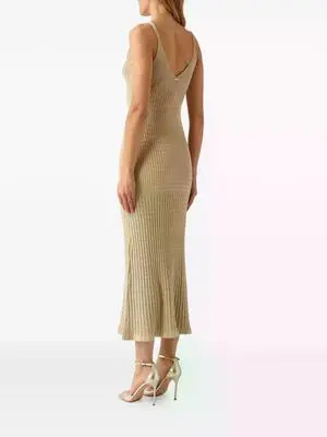 TWINSET Ribbed-knit Metallic Dress - Neutrals