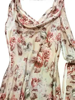 Acne Studios Floral-print Cowl-neck Dress - Neutrals