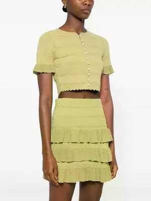 Sandro Cropped Ruffled-sleeve Top